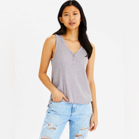 American Eagle Outfitters | Tops | American Eagle Soft And Sexy Grey Ribbed Tank Top In Size ...